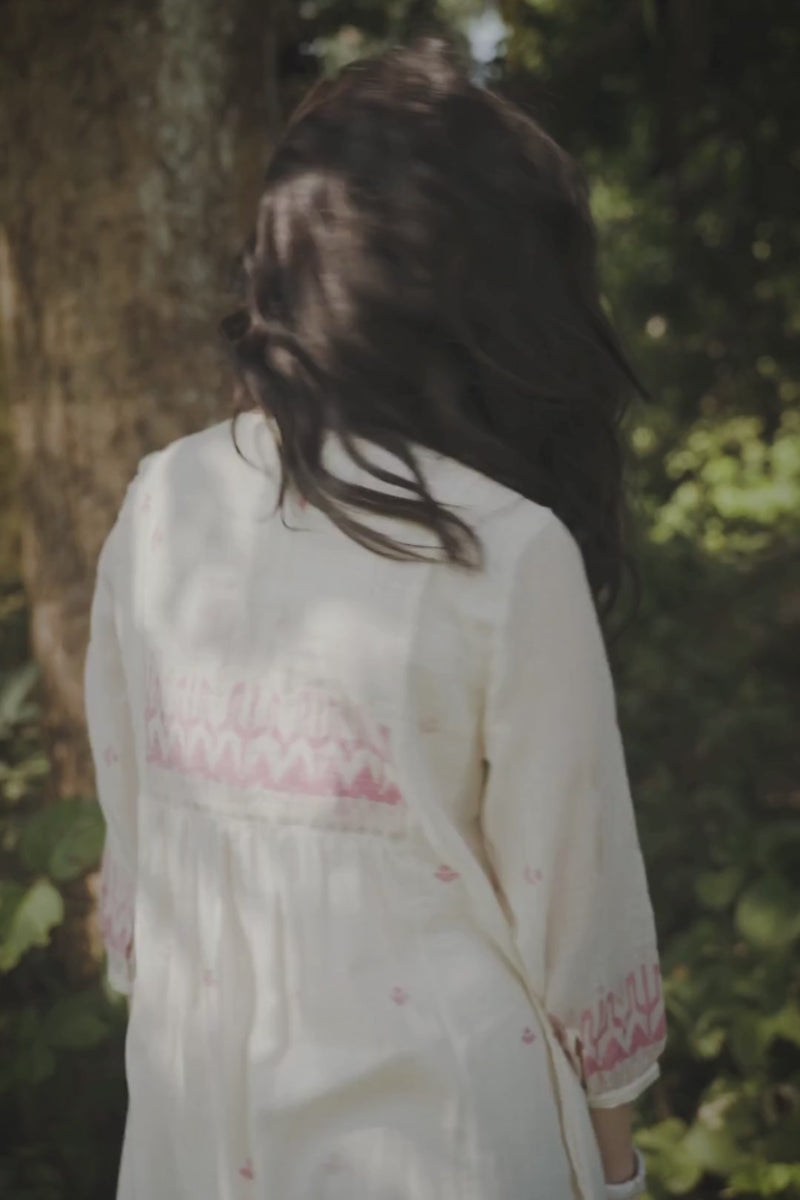 Khanak Dress, White Cotton Jamdani Dress | Sarron